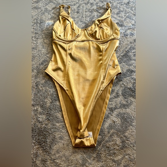 Tops | Metallic Gold Bodysuit | Poshmark